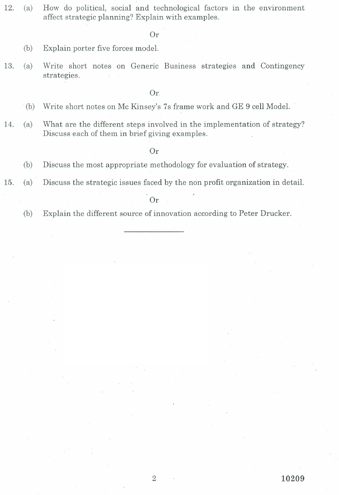 BA9210 STRATEGIC MANAGEMENT MBA 3rd Semester Nov Dec 2014 Question ...