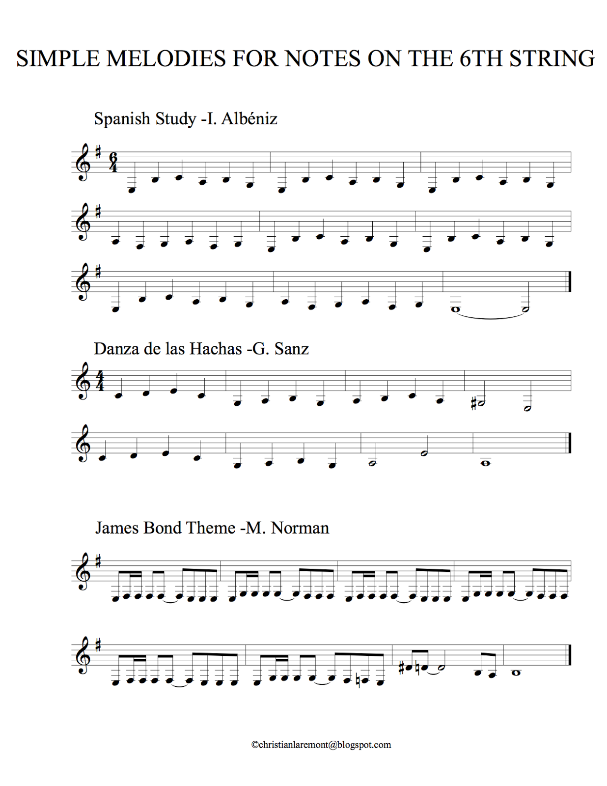 Christian Laremont ~ Classical Guitarist: SIMPLE MELODIES FOR NOTES ON ...