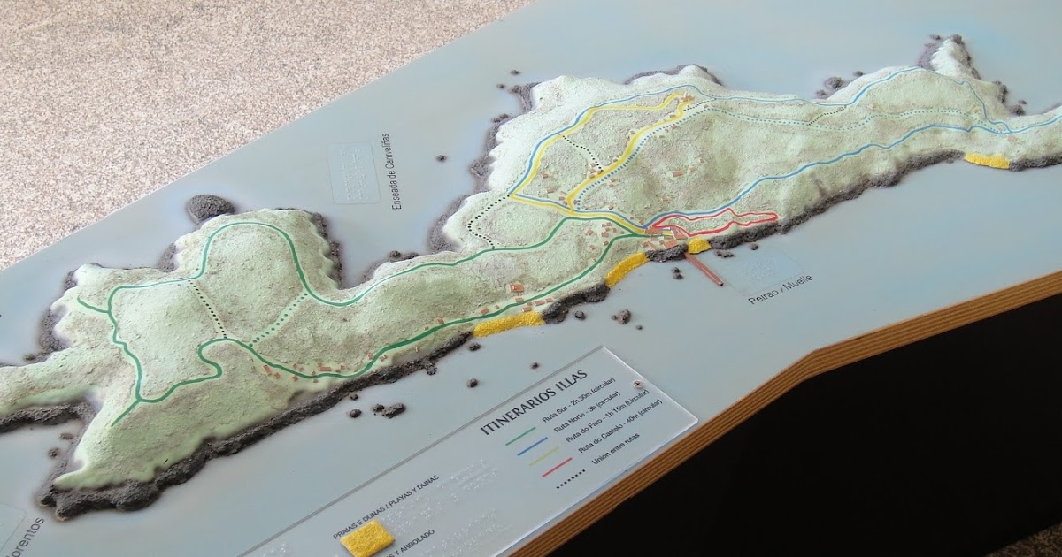 Xenealoxias de Ons: Mapa de la isla en relieve