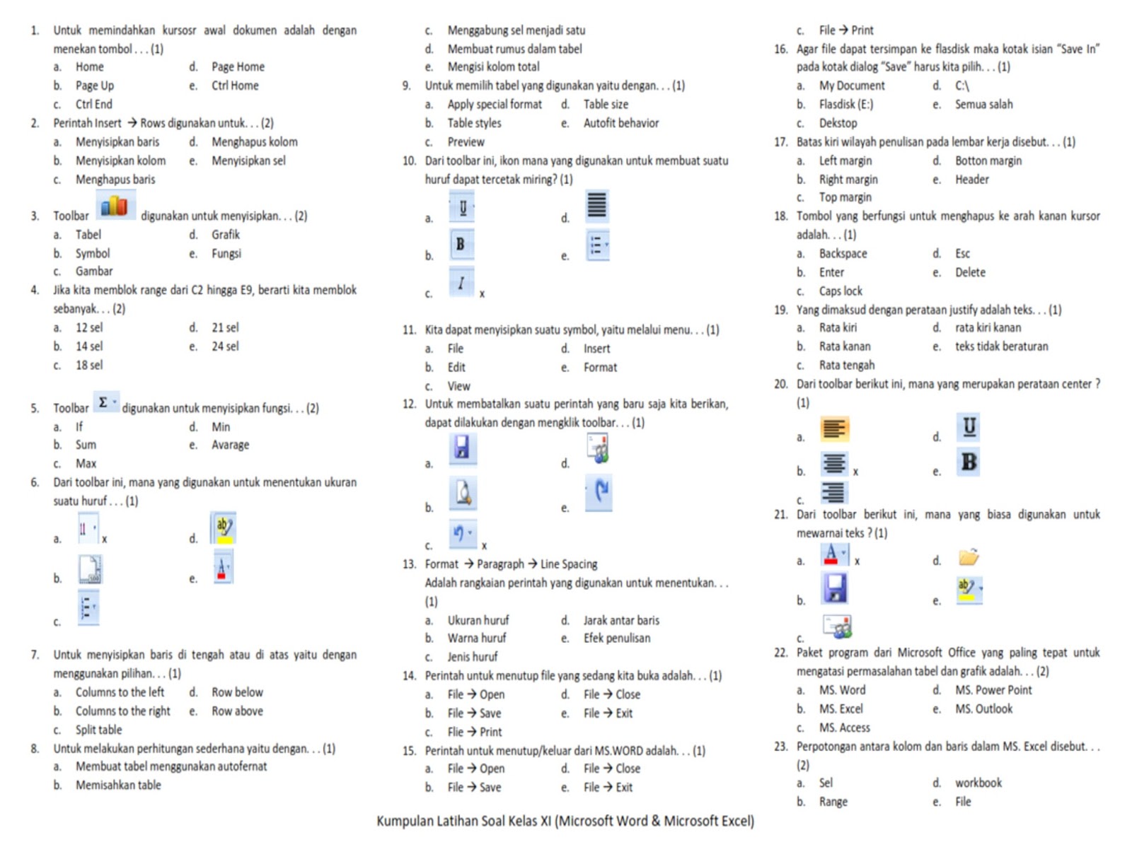 Soal Latihan Ms. Word dan Ms. Excel ~ GOESNADISMKN1C2