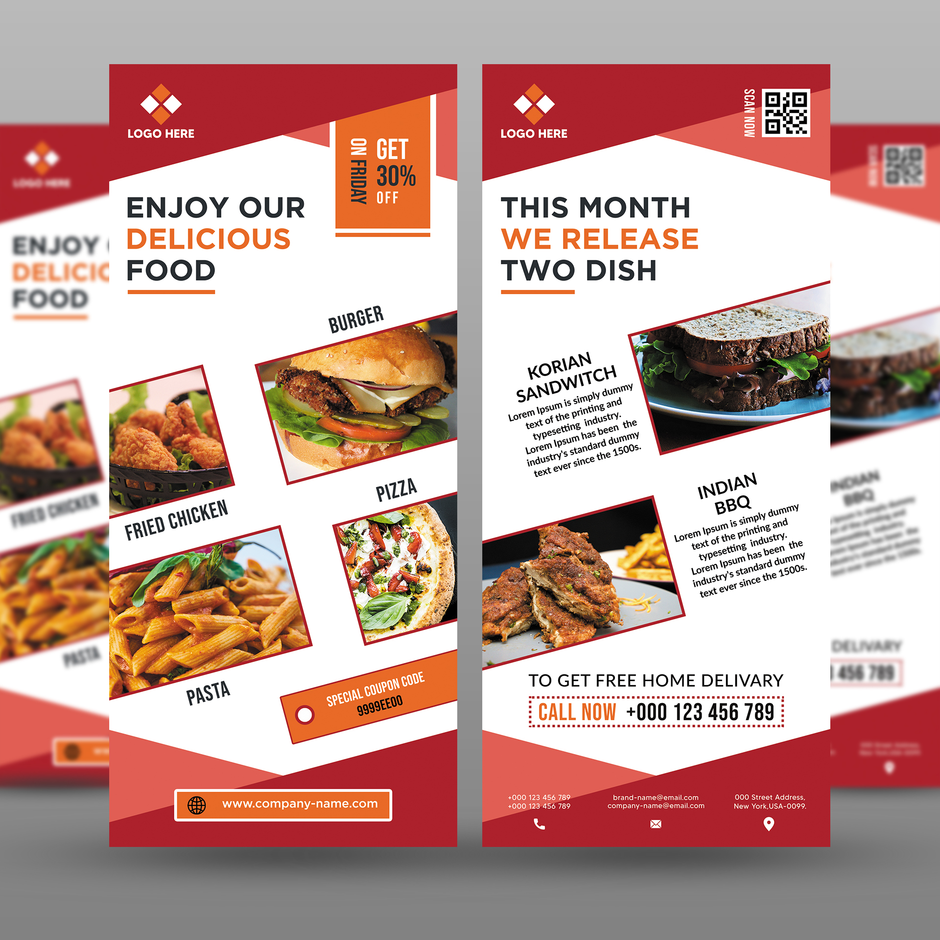 Restaurant Food Menu Rack Card. ~ Design Room