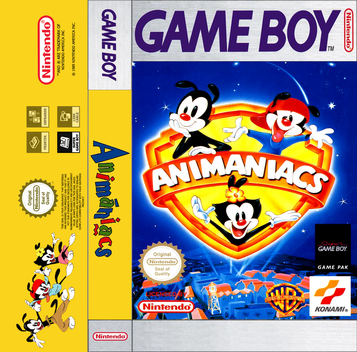 Solo una partida mas: Animaniacs Game boy cassette cover