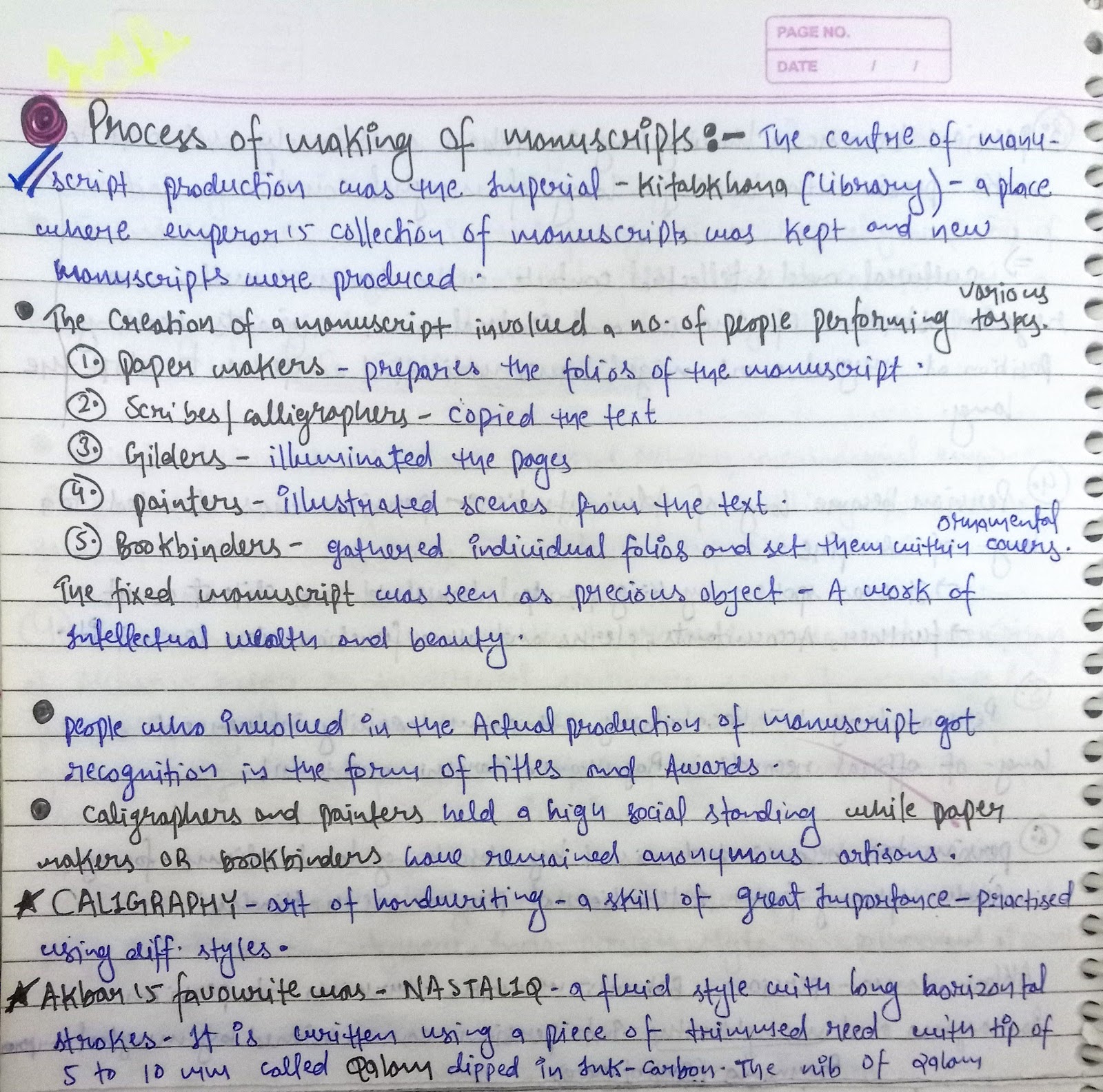 Handwritten Notes of Kings and Chronicles - The Mughal Court - history ...