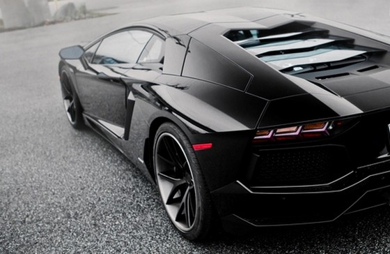 Lamborghini aventador black car back view - PicFuel