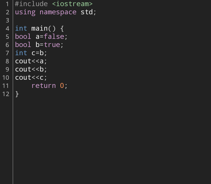 C++ program for boolean data type