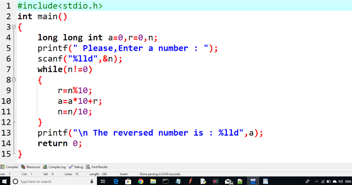 C program to REVERSE a number