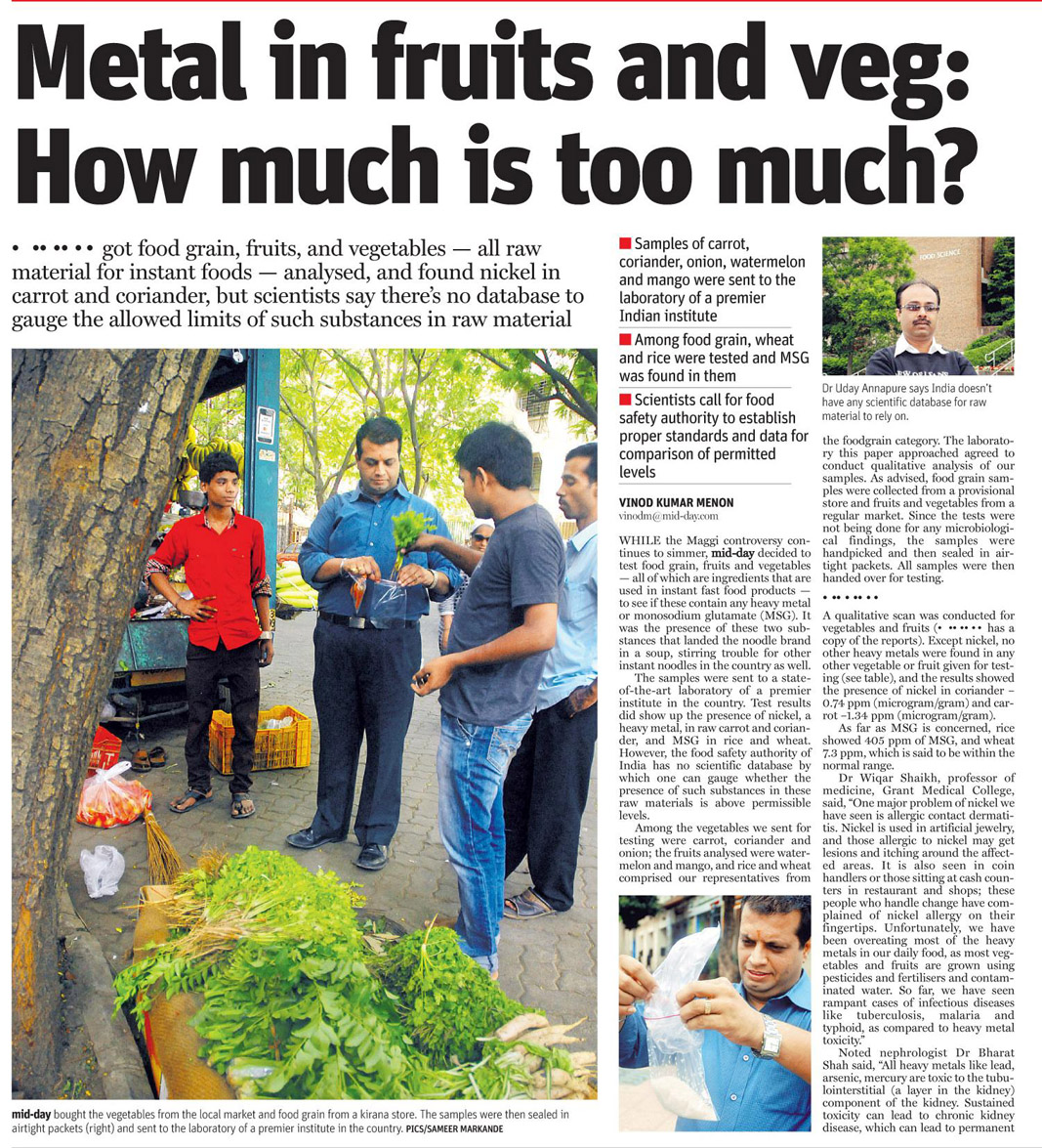 FOOD SAFETY LATEST: Metal in fruits and vegetables: How much is too much?