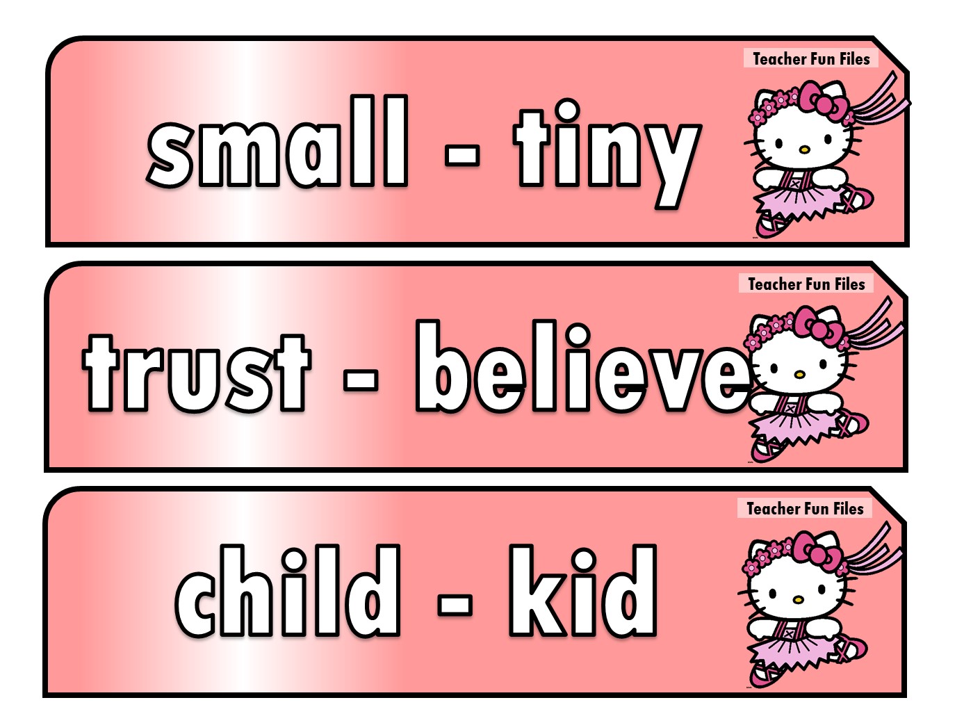 Teacher Fun Files: Synonym Flashcards