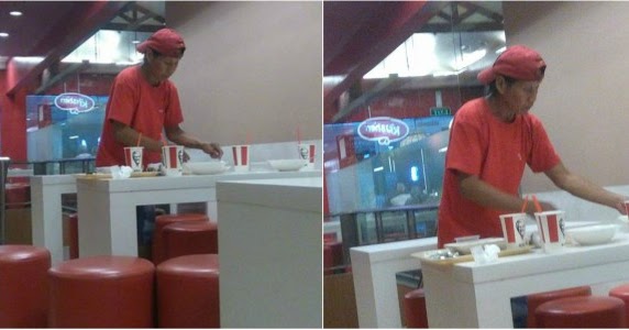 VIRAL: Old man cleans tables at KFC to take home leftover food for ...