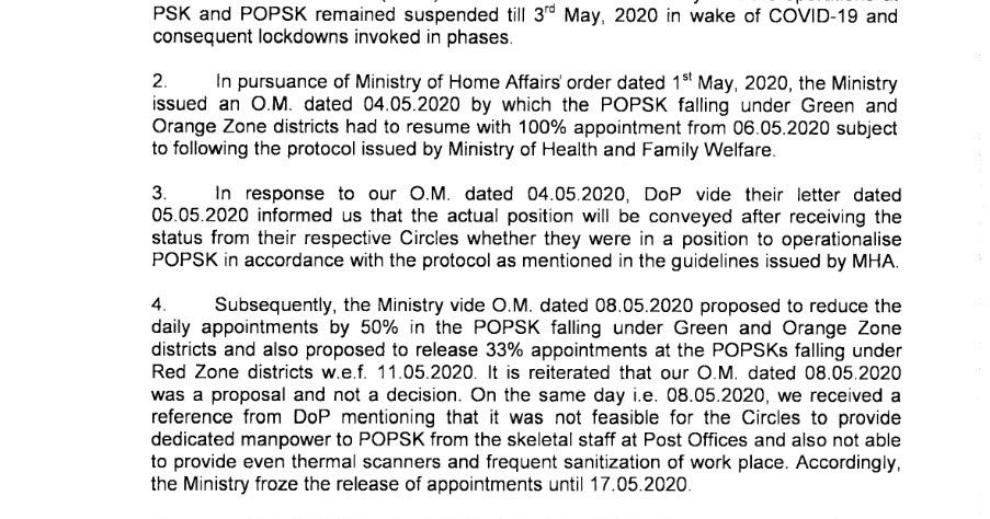 Suspension of operations at POPSK during lockdown ~ India Posts ...