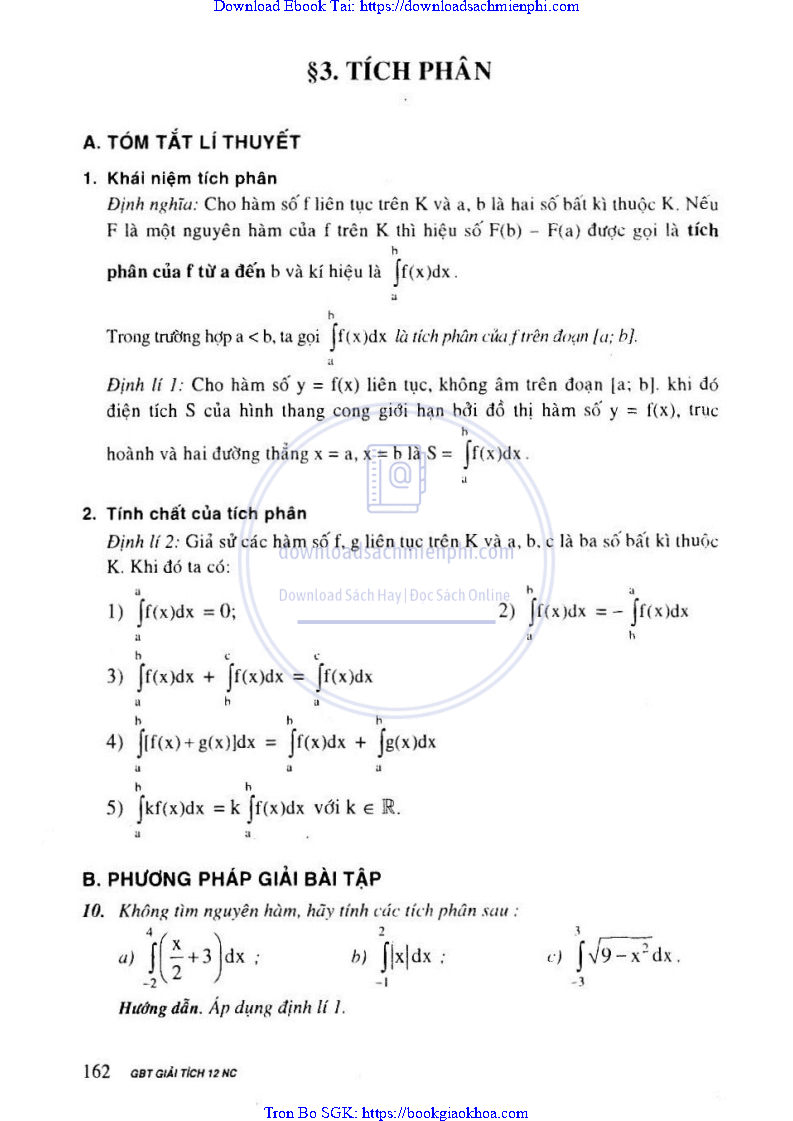 BÀI 3. TÍCH PHÂN - Sách Giáo Khoa | Sách Giải Bài Tập | SGK Online PDF