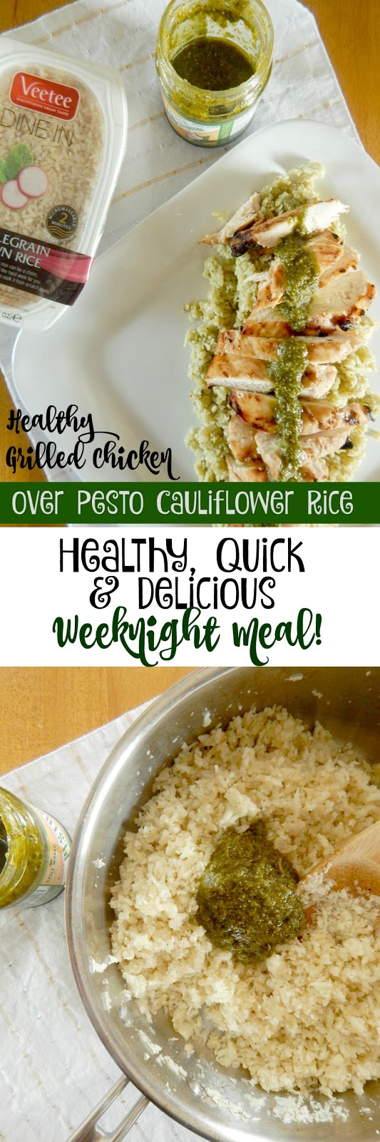 Healthy Grilled Chicken over Pesto Cauliflower Rice | Ally's Sweet ...