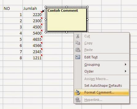 Belajar Microsoft Excel: Macro Untuk Setting Comment Pada Microsoft Excel