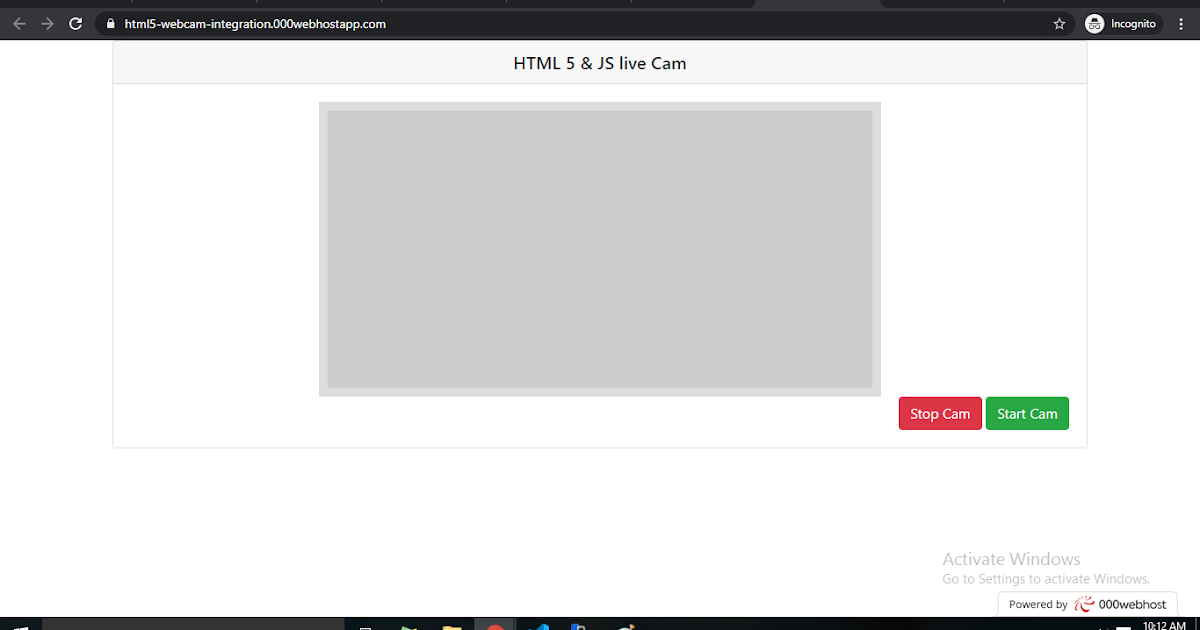 Webcam Integration using pure Js on HTML 5