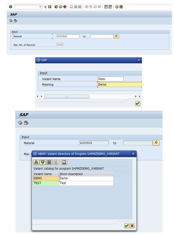 SAP ABAP Central: Creation of Selection Screen Variant in Module Pool ...