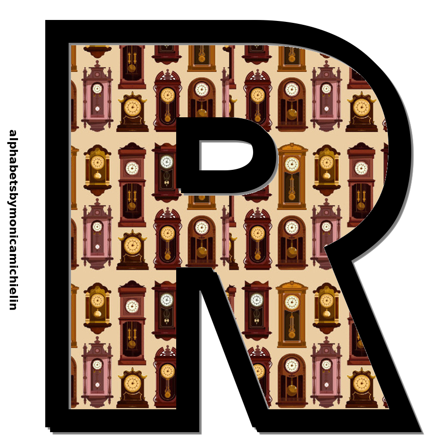 M. Michielin Alphabets: CLOCK TEXTURE ALPHABET AND ICONS PNG