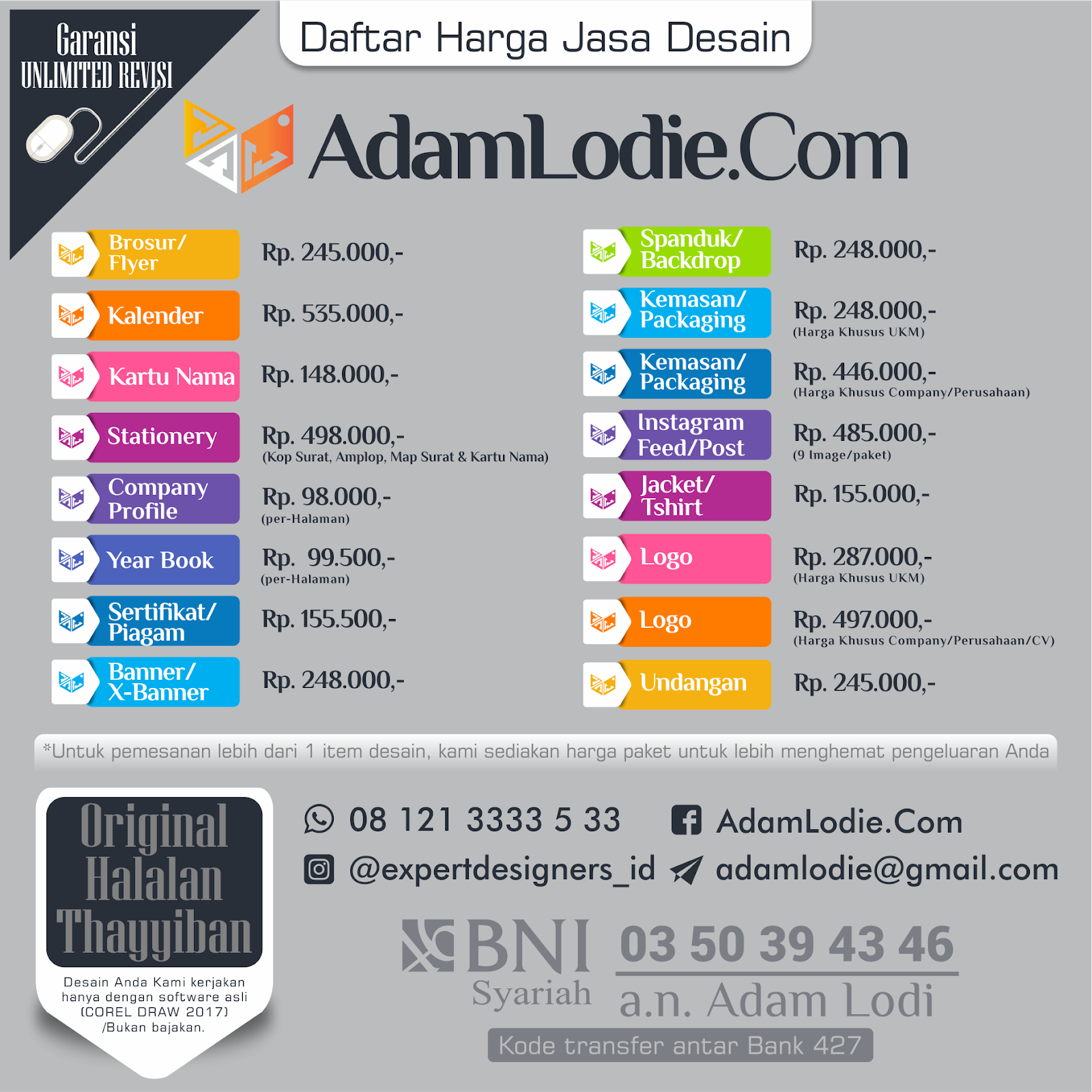 Harga Jasa Desain AdamLodiedotCom ~ Jasa Desain Grafis