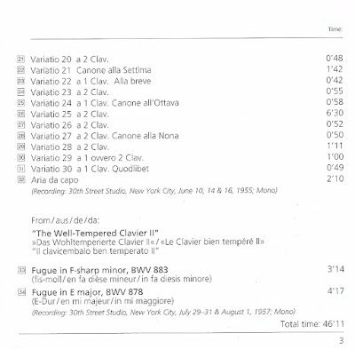 Sentidos: J. S. Bach. Variaciones Goldberg BWV 988. Fugas BWV 883 y 878 ...