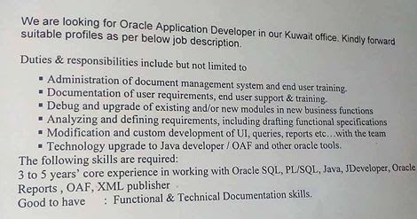 We are looking for Oracle Application in kuwait