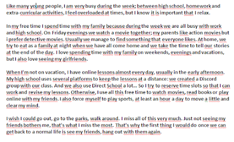 my free time activities paragraph