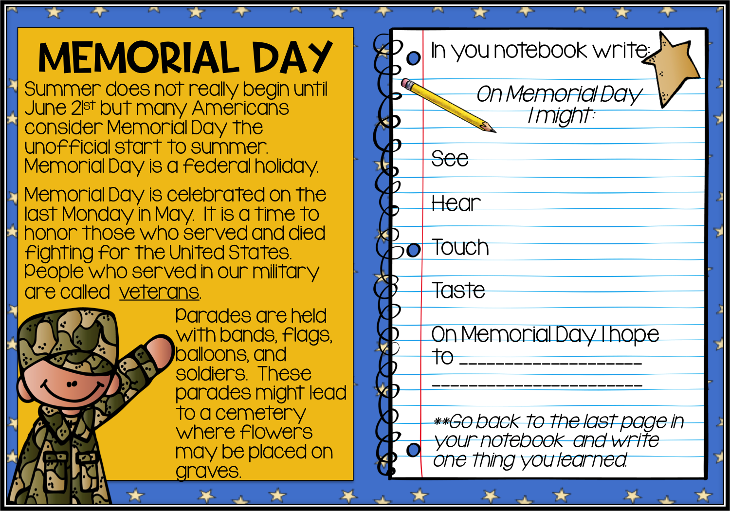 1st Grade Hip Hip Hooray!: Memorial Day...Paper Pencil or Distance ...