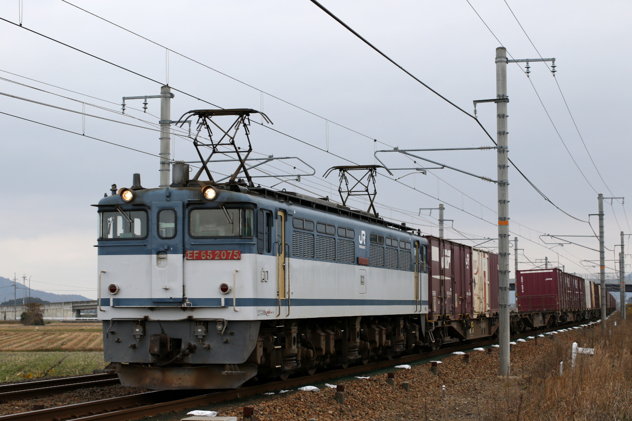 線路際の小さな幸せ: 5087レ EF65 2075 いつもの更新色PF コキ104-999
