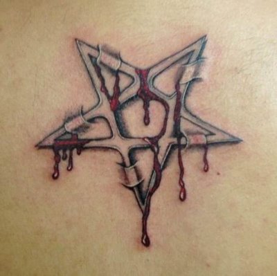 Tattoo Design Art: Realistic 3D Style Blood Star Tattoo Design