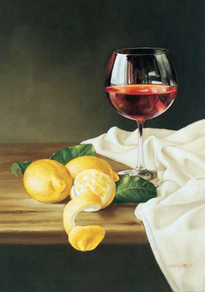 Imágenes Arte Pinturas: Bodegón con frutas y mantel