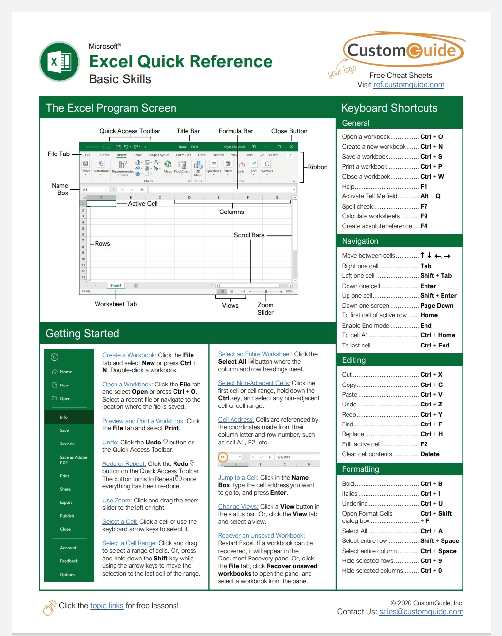 [FREE PDF EBOOK]Excel Quick Reference - CustomGuide 2020 with EVBA.INFO ...