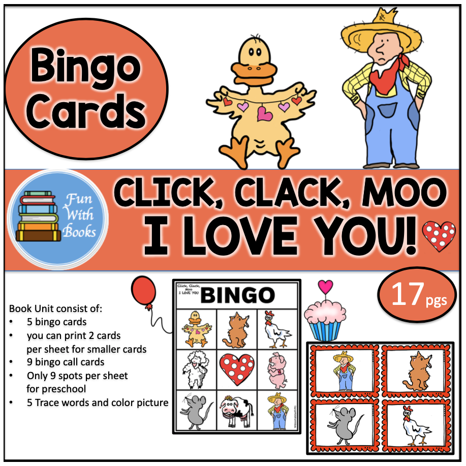CLICK, CLACK, MOO I LOVE YOU! BINGO ~ Book Units by Lynn