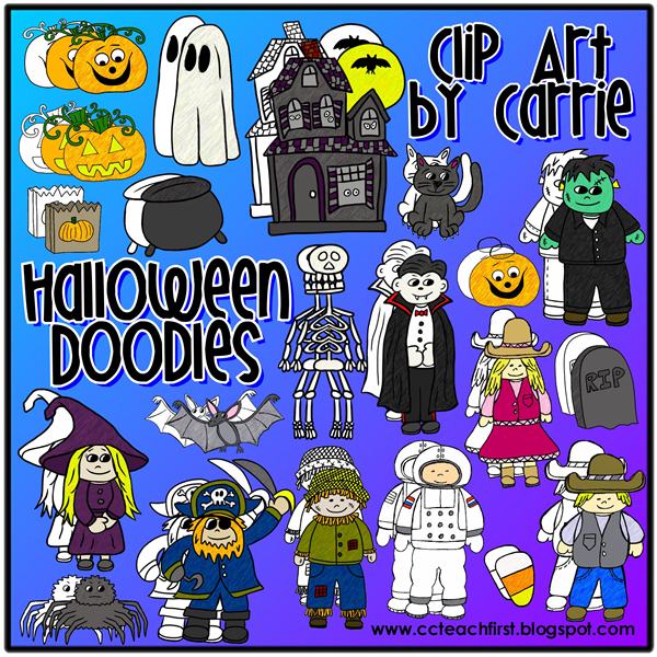 Clip Art by Carrie Teaching First: Halloween Doodles Digital Clip Art ...