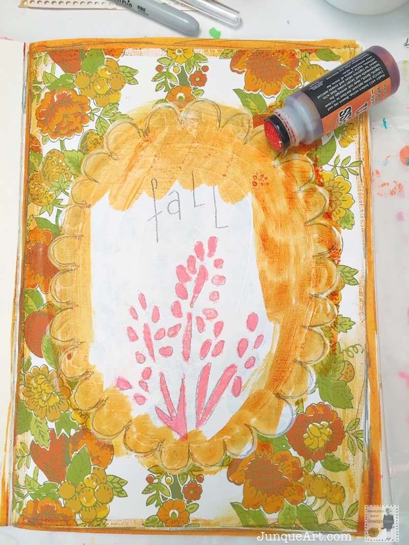 StencilGirl Talk: Fall Art Journal Page by Cindy Gilstrap