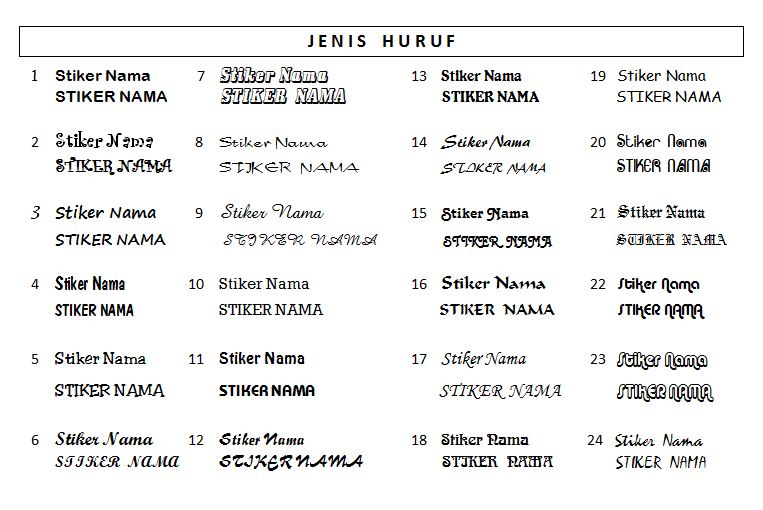 Stiker Label Nama: Huruf Stiker Label Nama