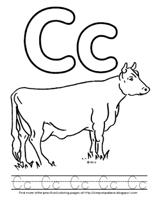 Crayon Palace: "C is for cow" alphabet coloring pages