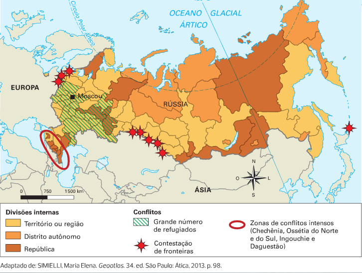 Blog de Geografia: Mapa da Rússia - Divisão Interna e Conflitos