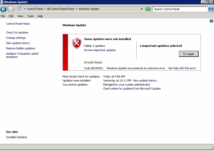 Trentent -- One and Only.: ERROR 0x8024402c Windows Update
