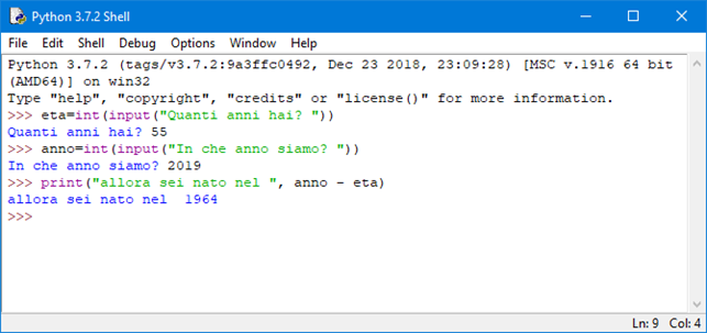 Appunti per il Gruppo Computer: IMPARIAMO A PROGRAMMARE IN PYTHON (2)