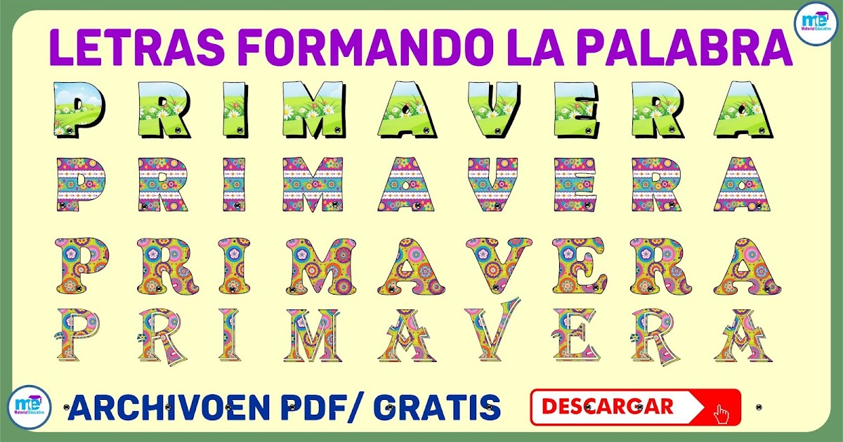 Letras formando la palabra primavera - Materiales Educativos Gratis Letras formando la palabra primavera - Materiales Educativos Gratis