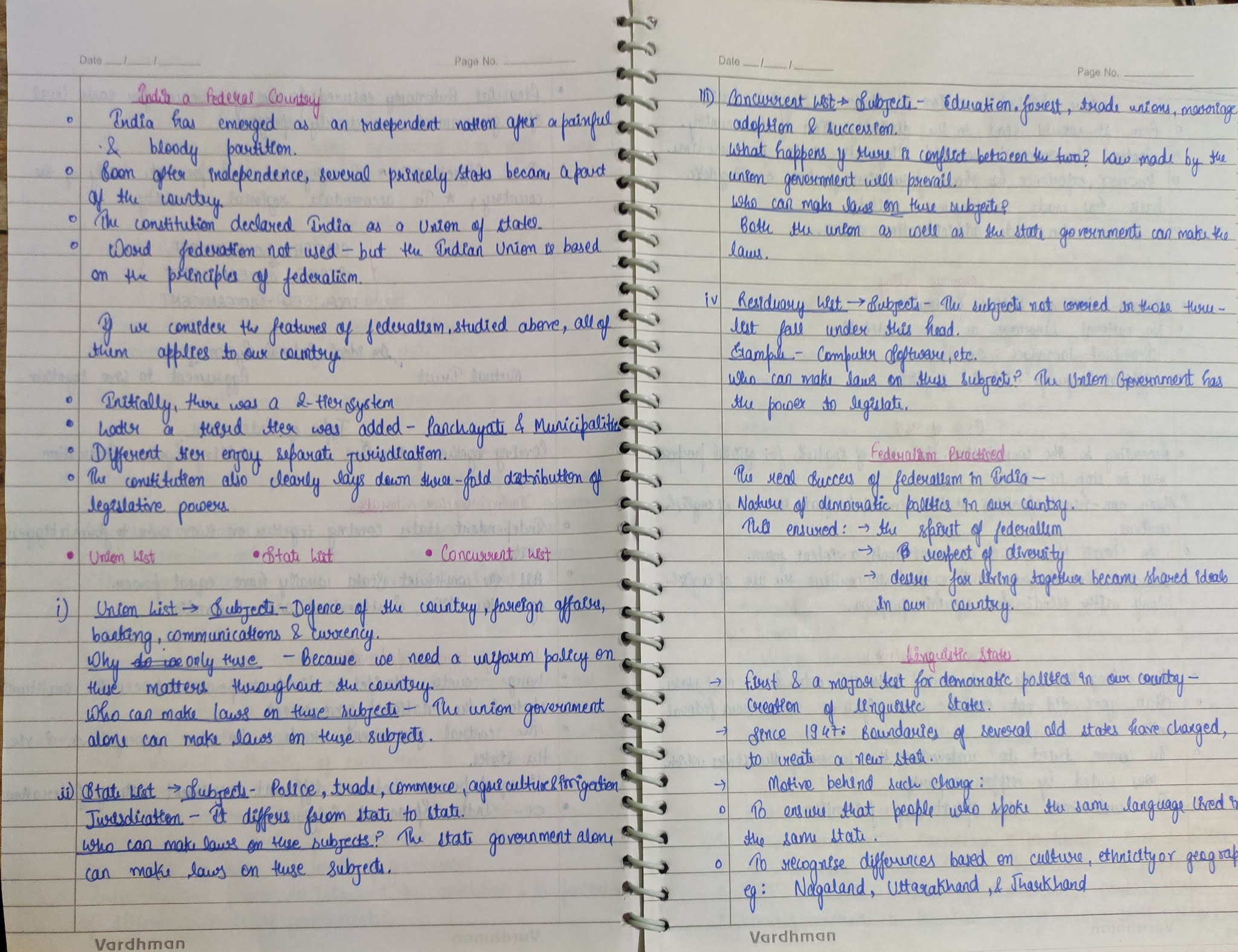 federalism class 10 notes