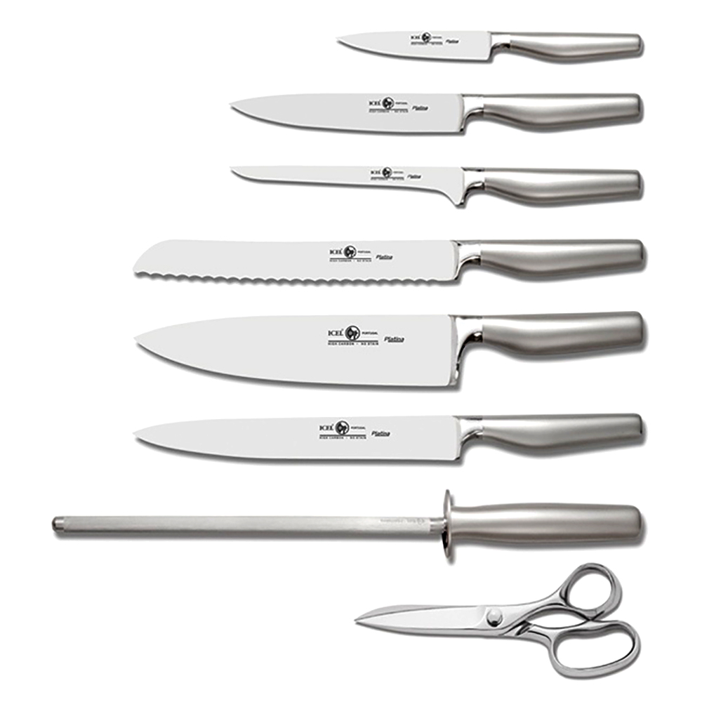 Survive the Elements: ICEL PLATINA 8PC Knife Block Set BLACK