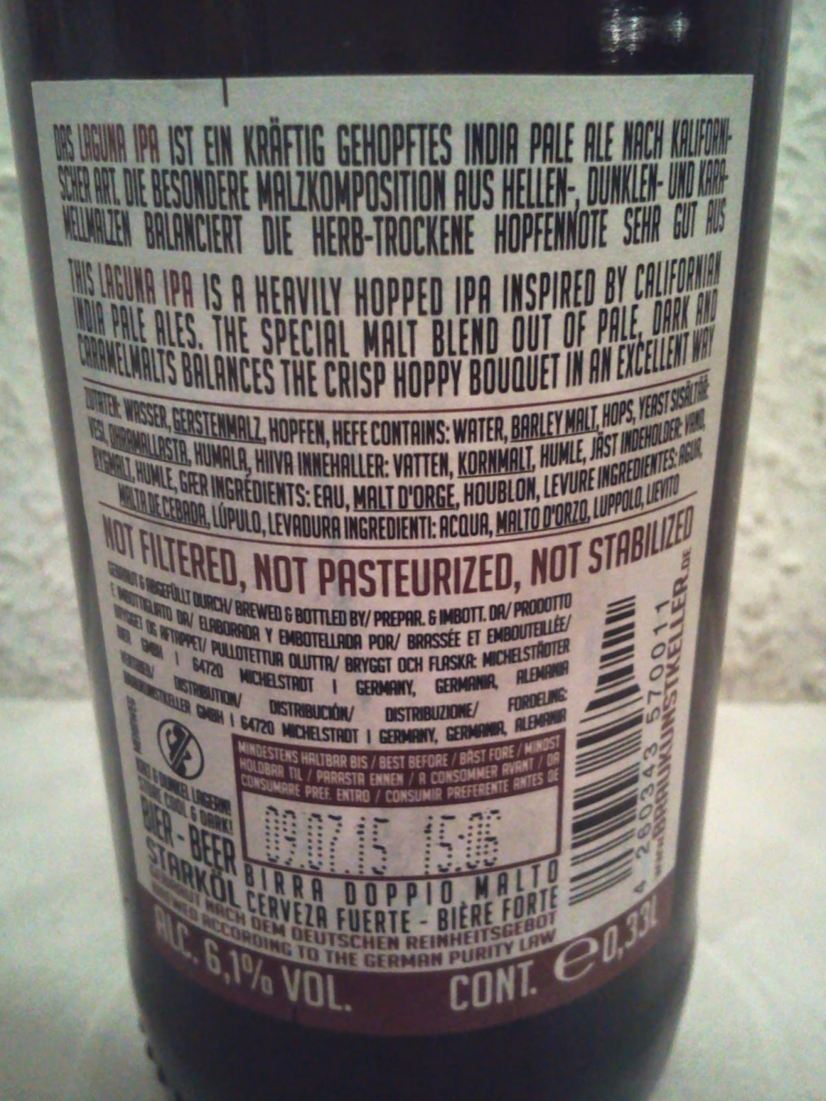 BrauKunstKeller Laguna IPA - Average Guy's Guide to Beer