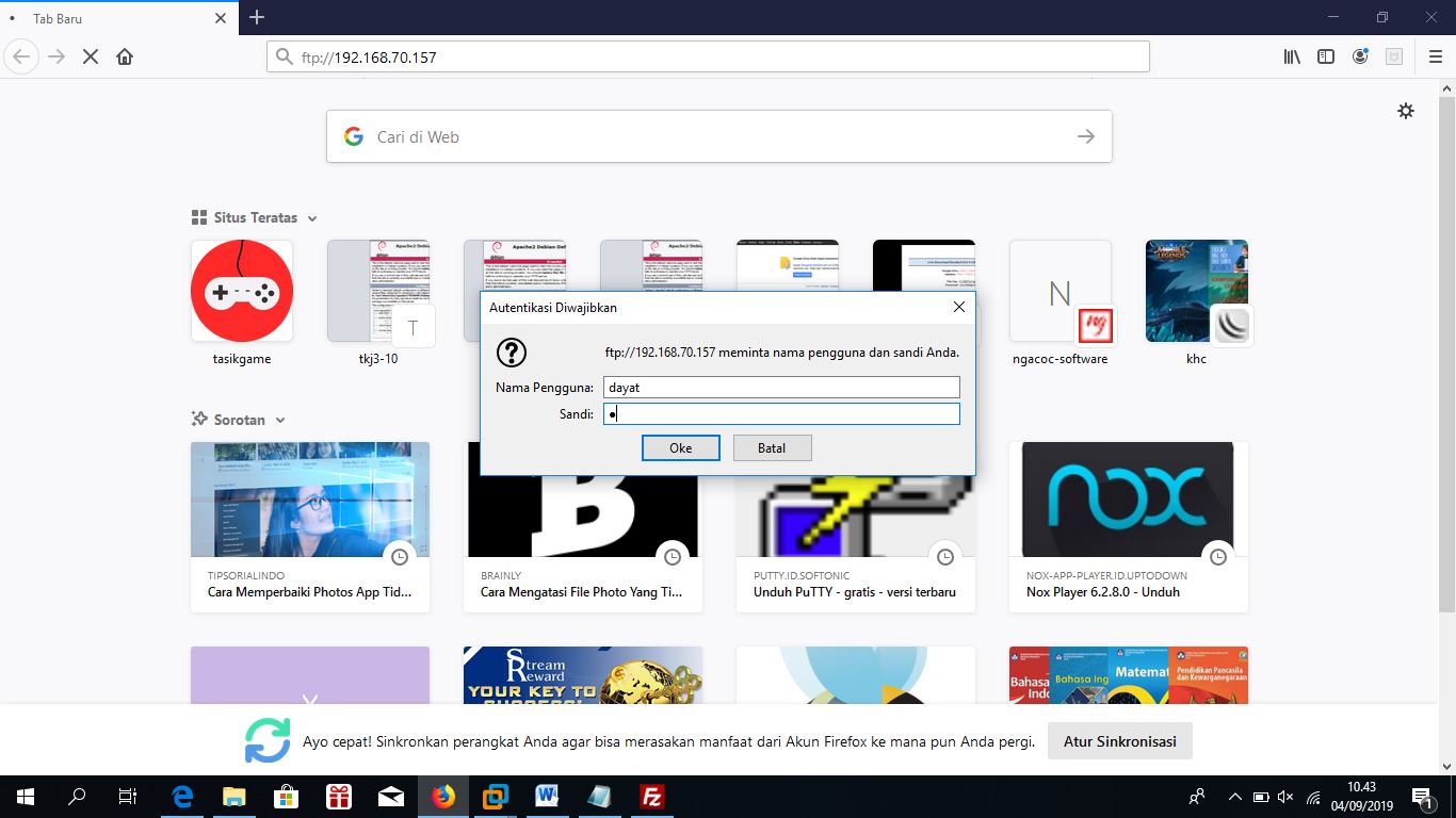 Konfigurasi SSH dan FTP Server