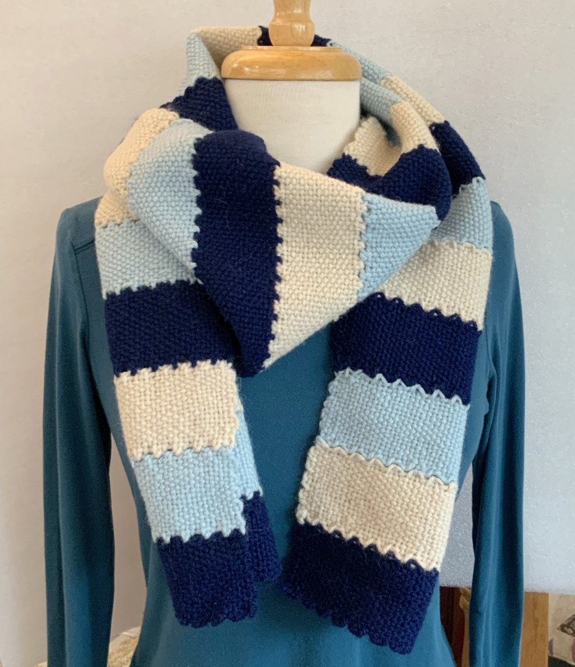 Pin Loom Weaving: Pin loom weaving on a knitting loom