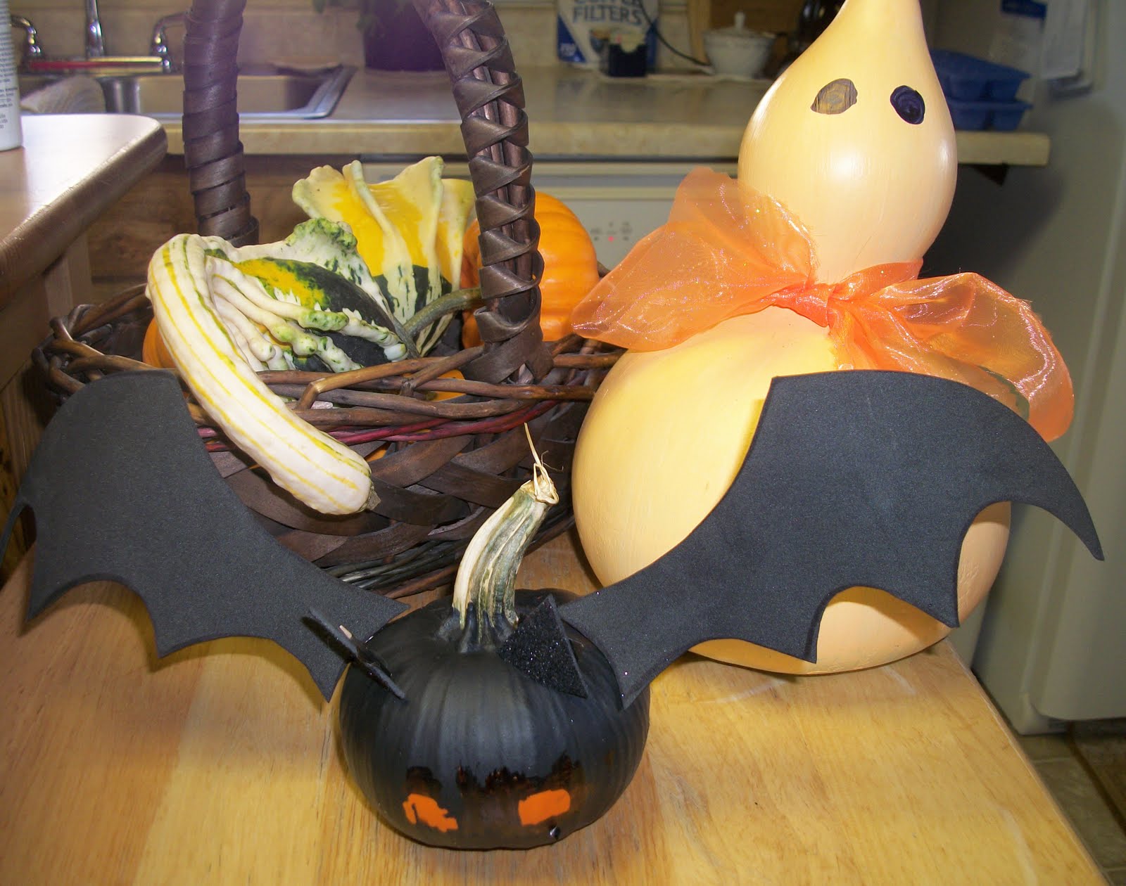 Super mom *without a cape*: Pumpkin and Bat Gourds