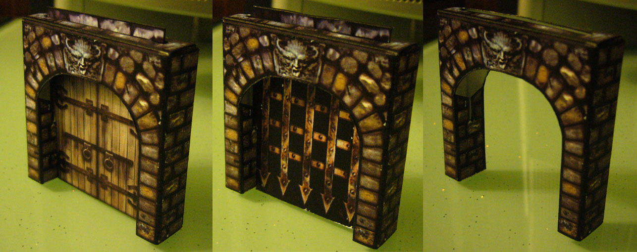 Fantasy Paper Miniature Models: Foldable stairs, doors and dungeon walls