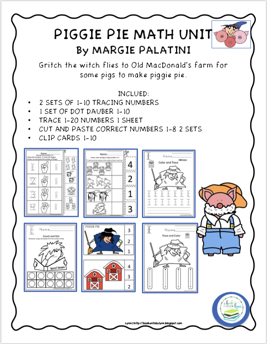 PIGGIE PIE MATH UNIT ADD-ON ~ Book Units by Lynn