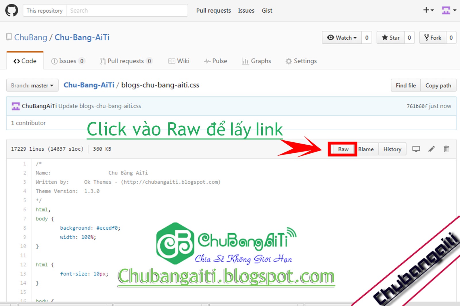 Hướng dẫn đăng ký và sử dụng Github lưu trữ Javascript và CSS cho Blogger - Blogs Chu Bằng Ai Ti
