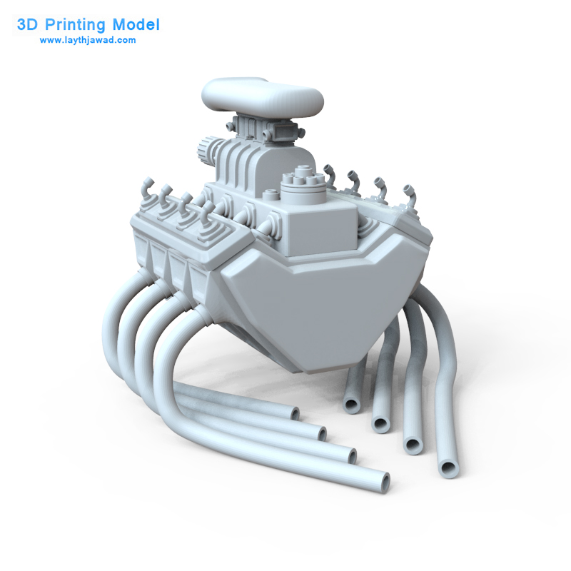Car Engine 8 Cylinders 3D Printing Model | Layth Jawad
