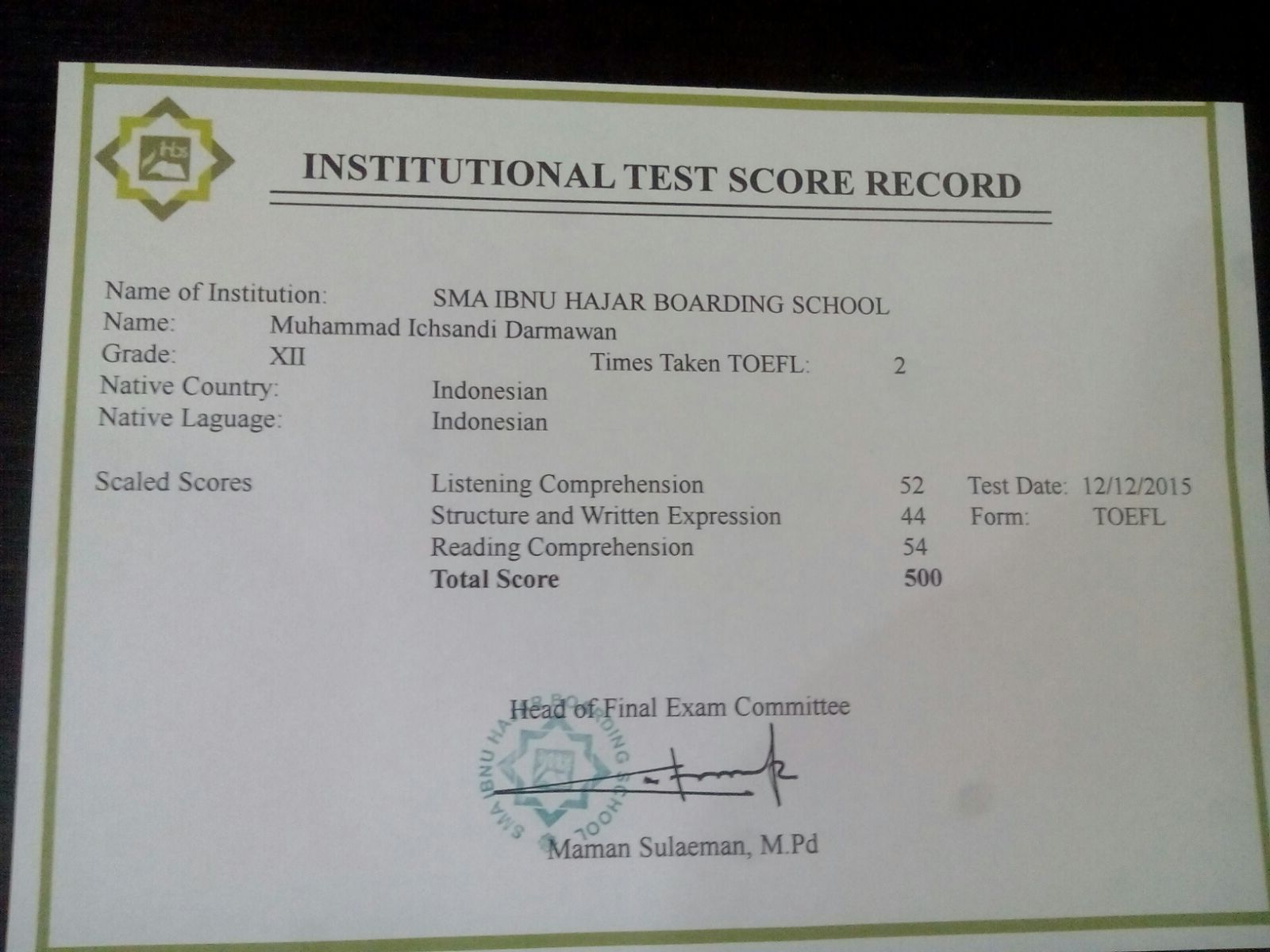 SMA IBNU HAJAR BOARDING SCHOOL: Rak Arsip SMA IHBS