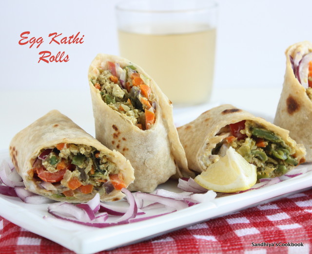 Sandhiya's Cookbook: Egg Kathi rolls | Mix Veggie Egg Wrap